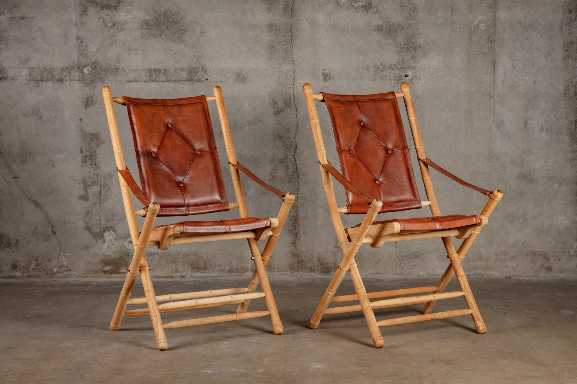 PAIR OF CAMPAIGN STYLE CHAIRS - JF Chen